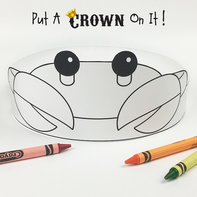 Crab Paper Crown COLOR YOUR OWN - Printable - Etsy