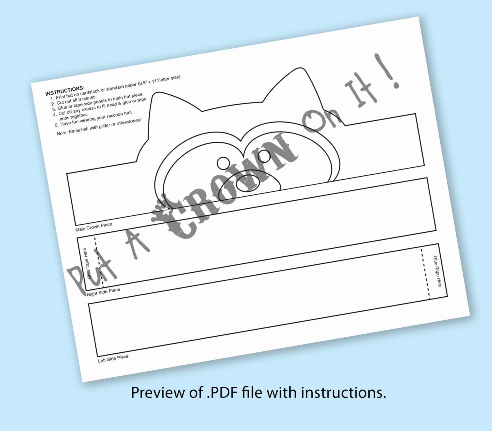 Raccoon Paper Crown COLOR YOUR OWN Printable - Etsy