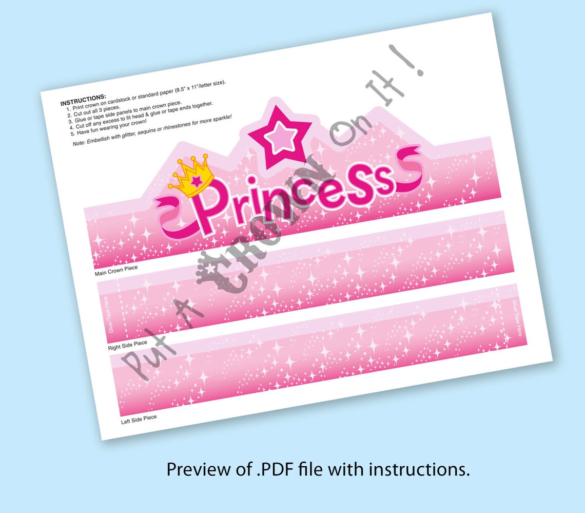 Princess Paper Crown Printable - Etsy