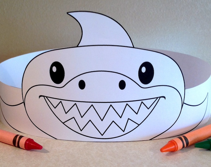 Shark Paper Crown COLOR YOUR OWN - Printable - Etsy