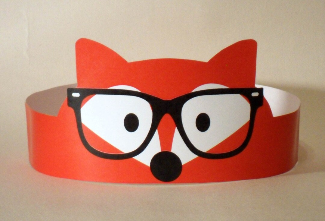 Hipster Fox Paper Crown - Printable - Etsy
