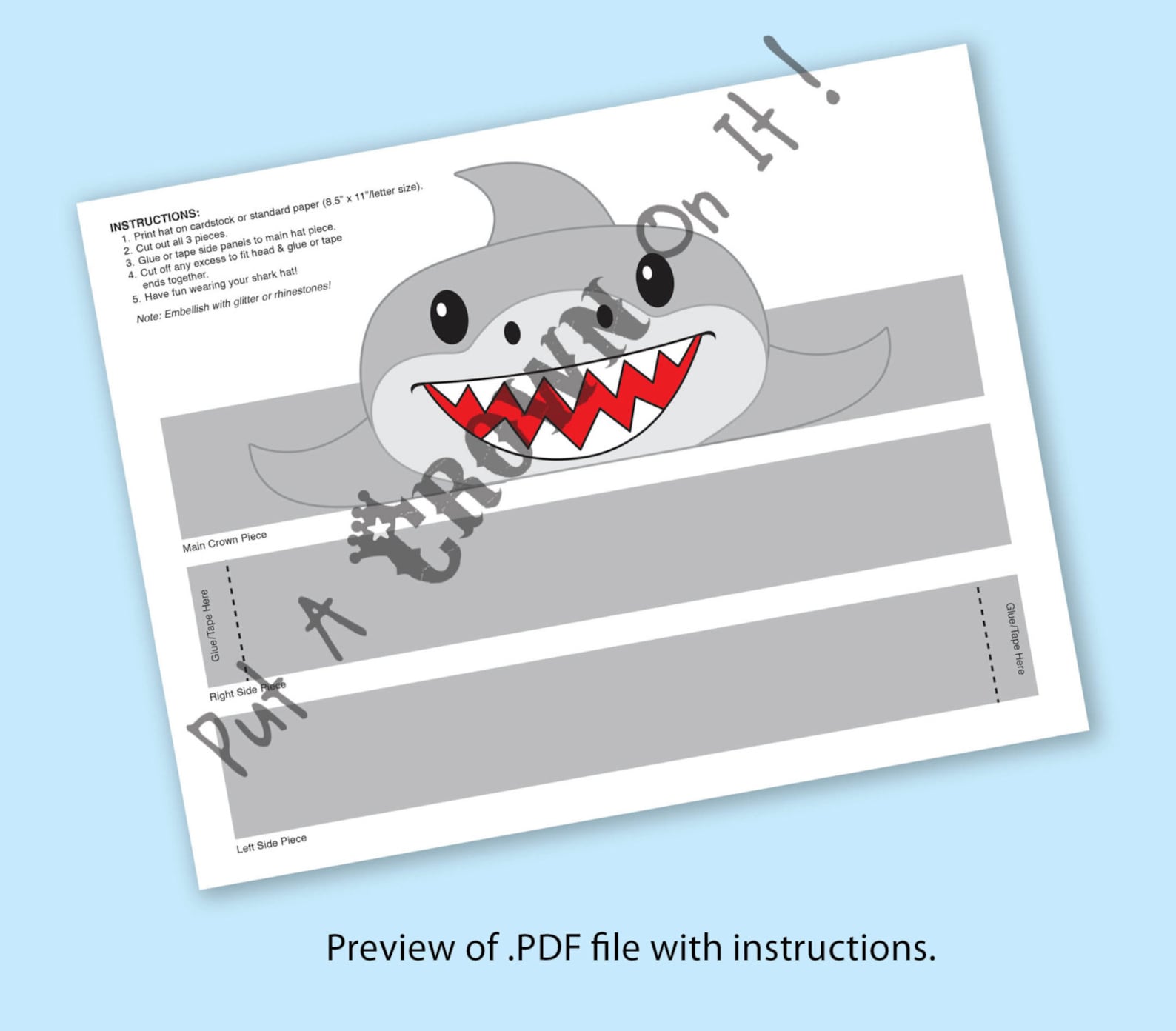 Shark Paper Crown Printable | Etsy