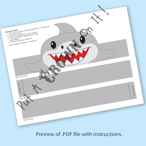 Shark Paper Crown - Printable - Etsy