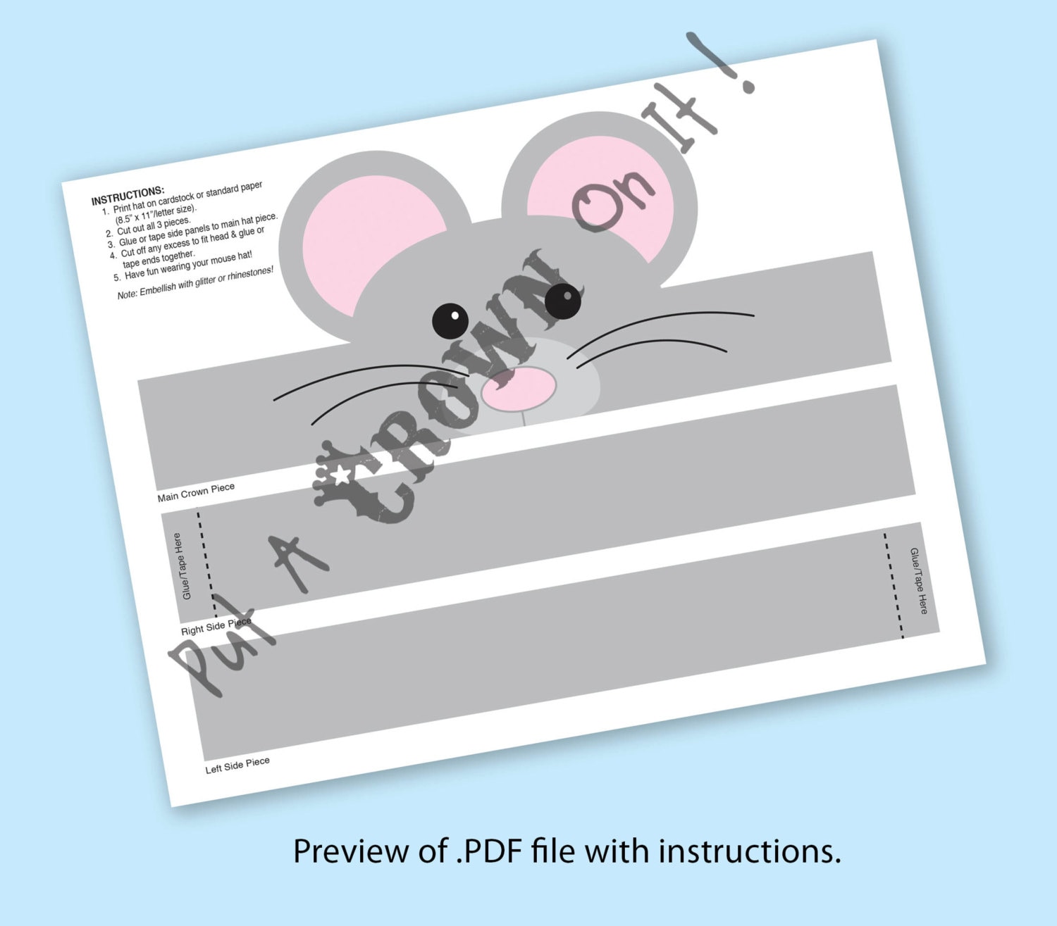 Mouse Paper Crown Printable - Etsy