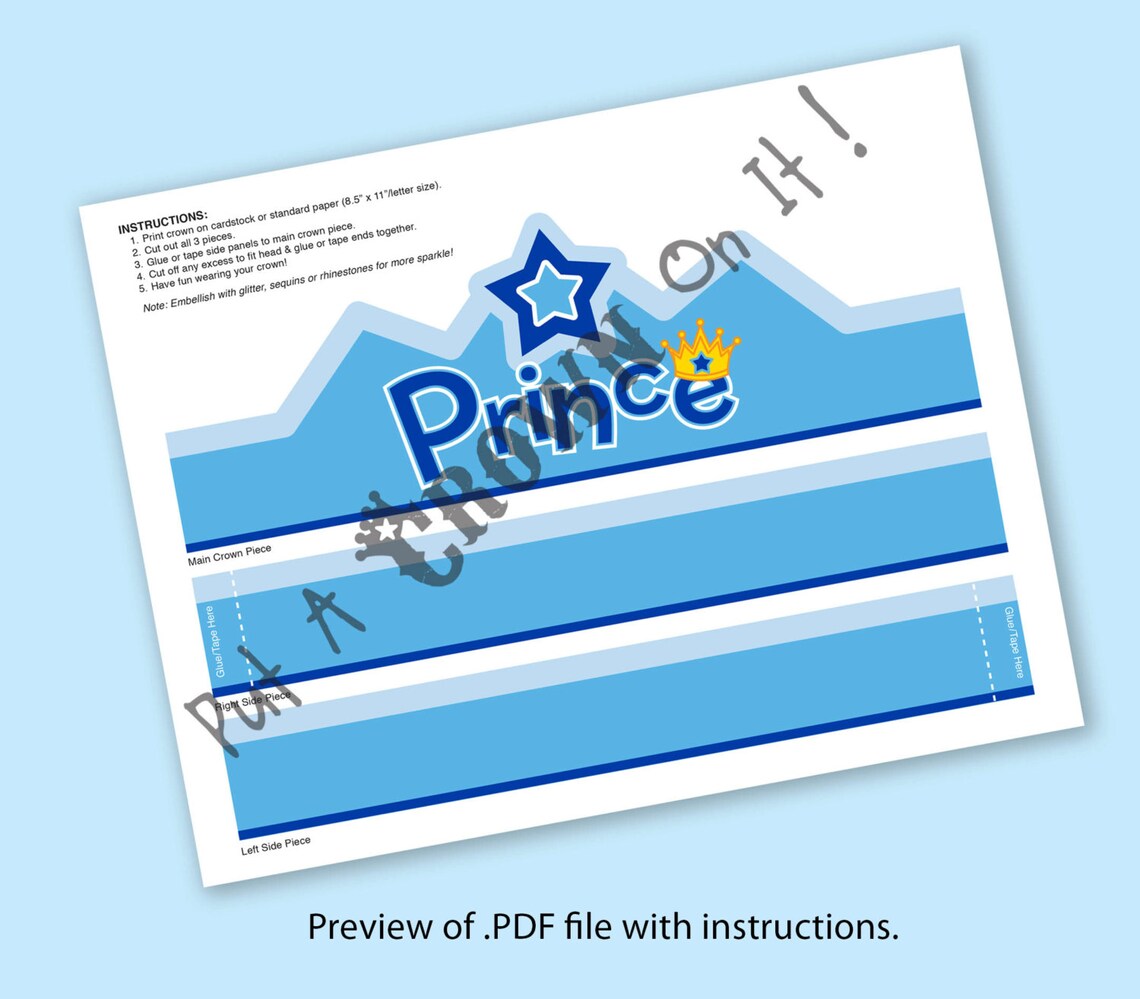 Prince Paper Crown - Printable - Etsy
