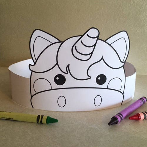 Unicorn Paper Crown Coloring Printable Kids Craft Unicorn - Etsy