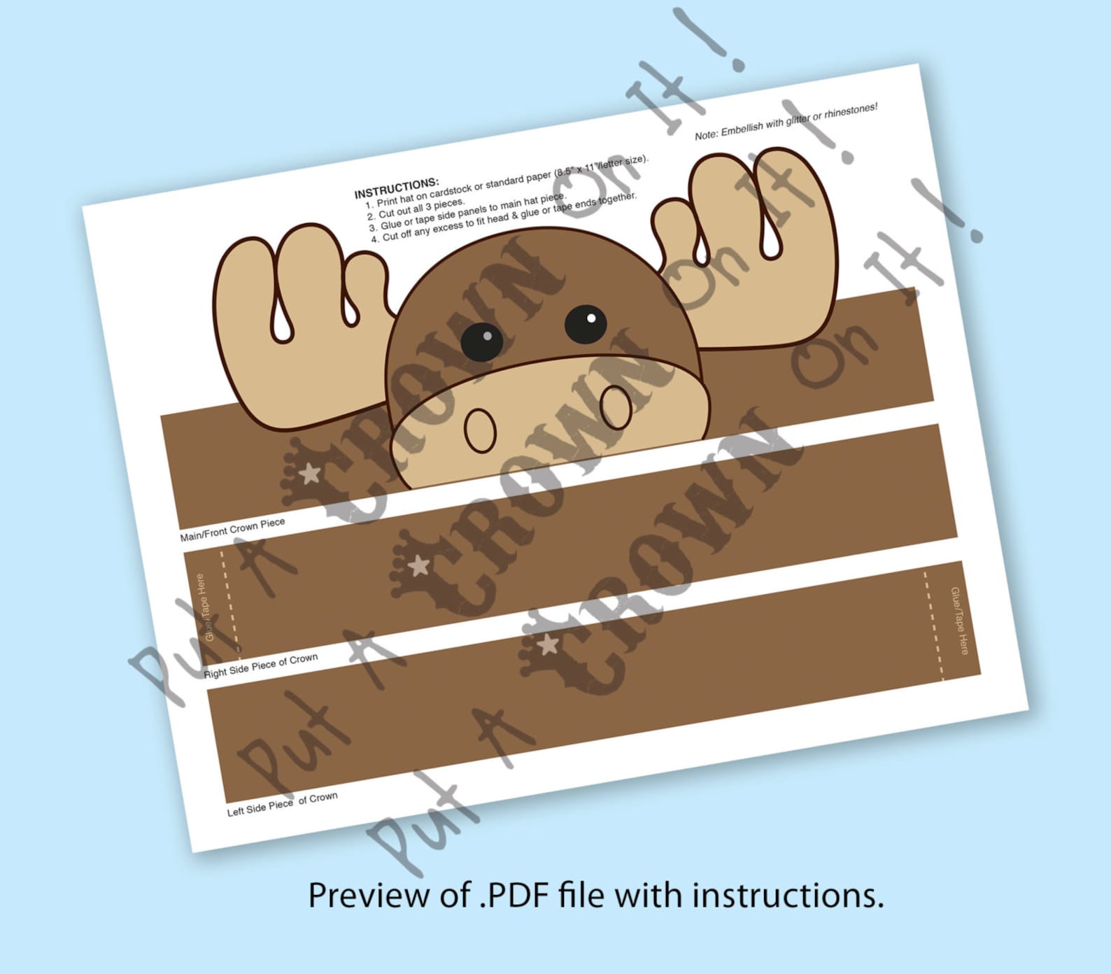 Moose Paper Crown Printable - Etsy