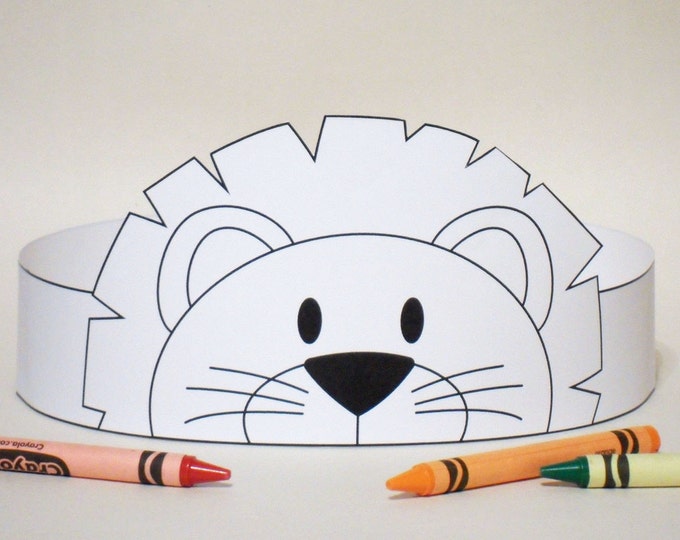 Lion Paper Crown COLOR YOUR OWN Printable - Etsy