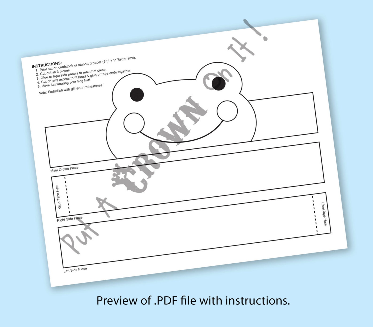 Frog Paper Crown COLOR YOUR OWN - Printable - Etsy