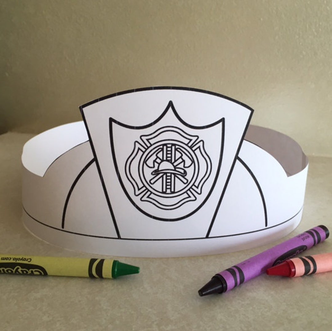 Fire Fighter Paper Crown COLOR YOUR OWN - Printable - Etsy
