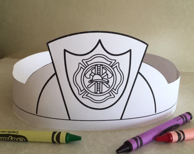 Fireman Hat Paper Crown, Printable Fireman Hat, Fireman Hat Party ...