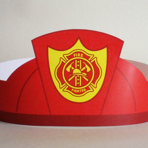 Firefighter Helmet Paper Crown Party Coloring Printable Kids | Etsy