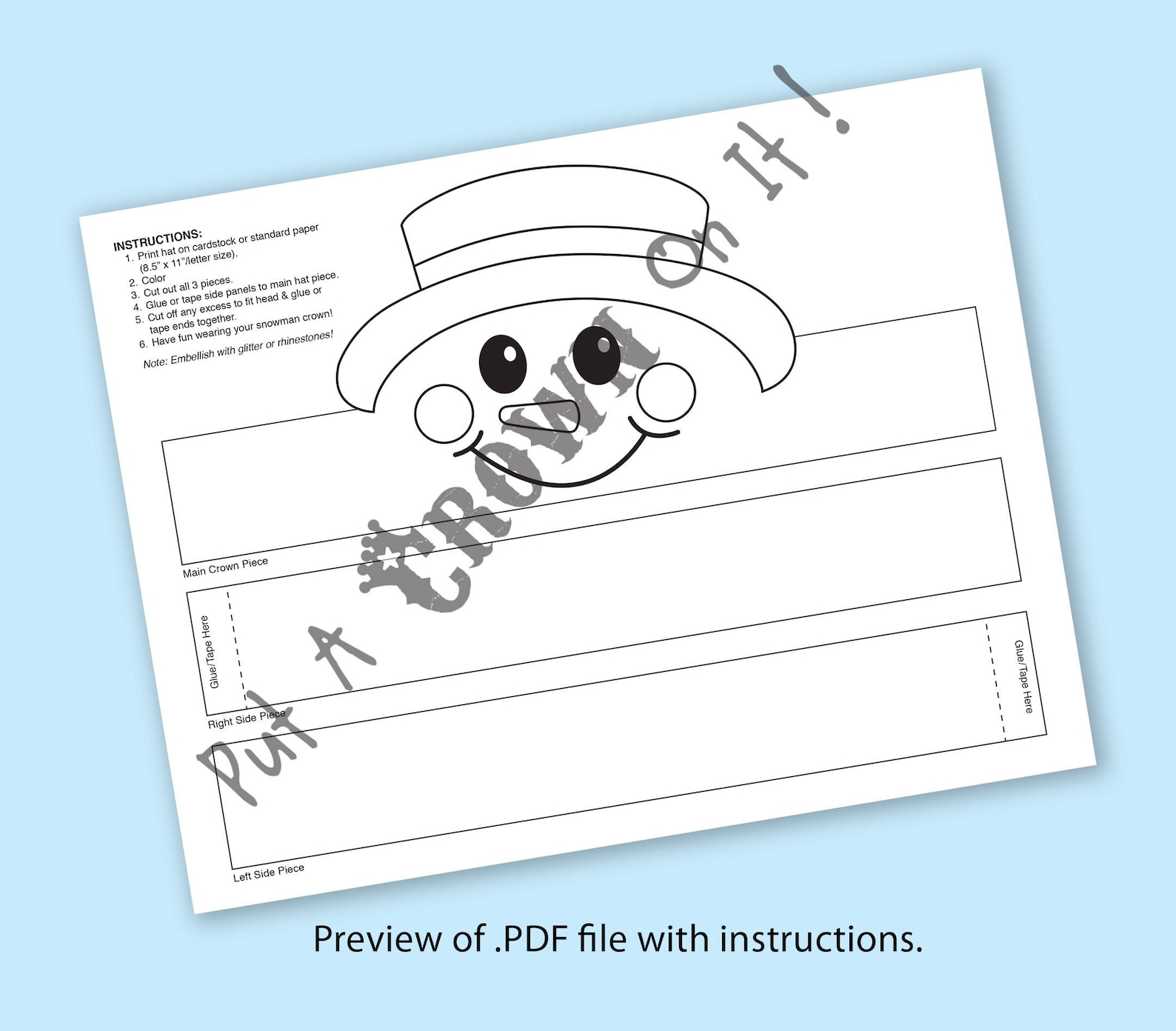 Snowman Paper Crown COLOR YOUR OWN - Printable - Etsy