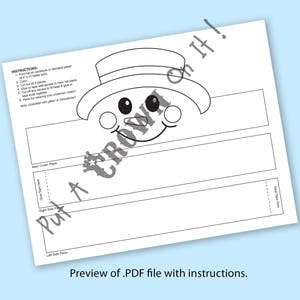 Snowman Paper Crown COLOR YOUR OWN - Printable - Etsy