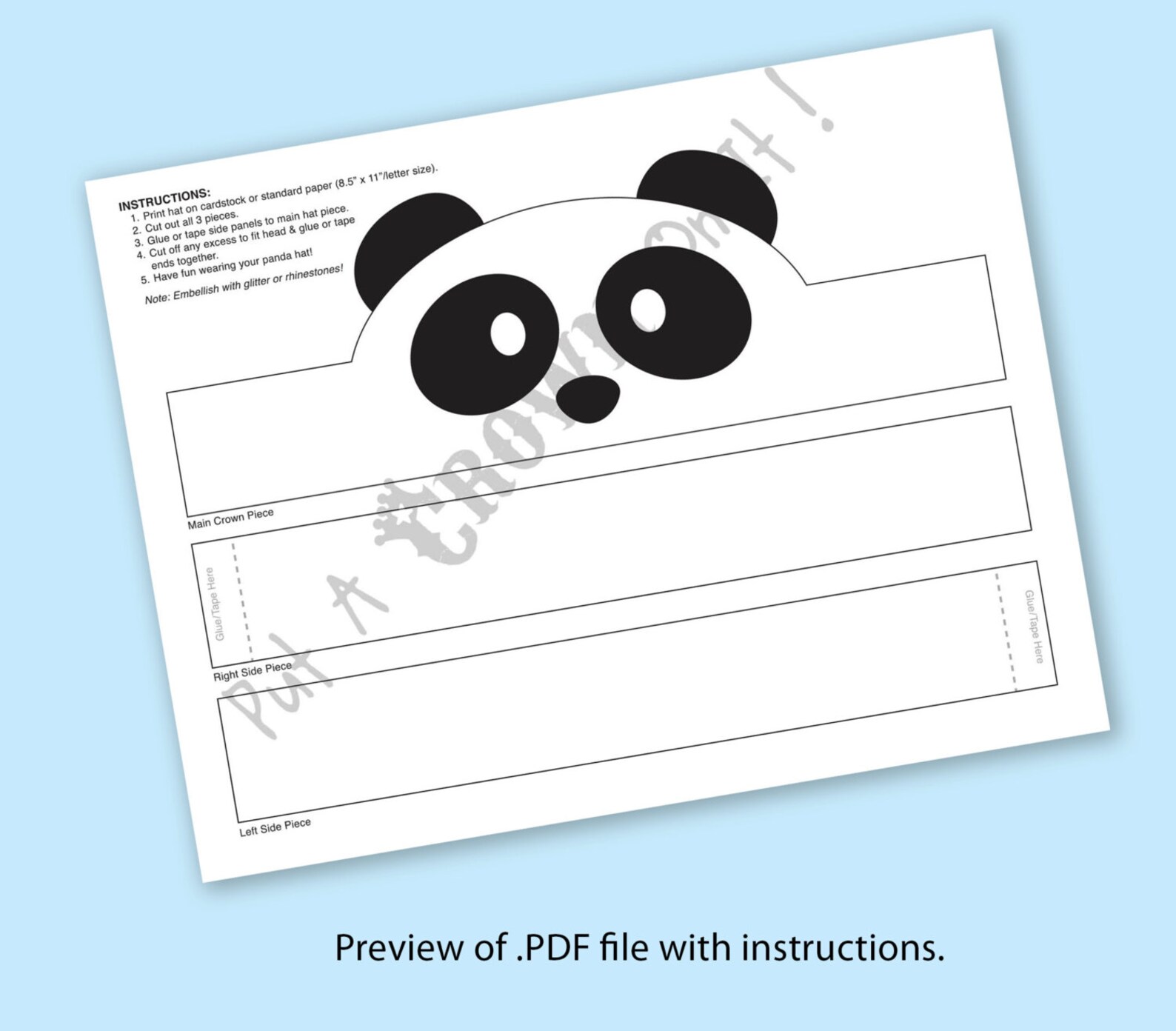 Panda Paper Crown Printable - Etsy