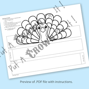 Turkey Paper Crown COLOR YOUR OWN - Printable - Etsy