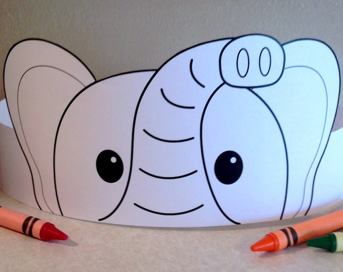 Elephant Paper Crown COLOR YOUR OWN Printable - Etsy