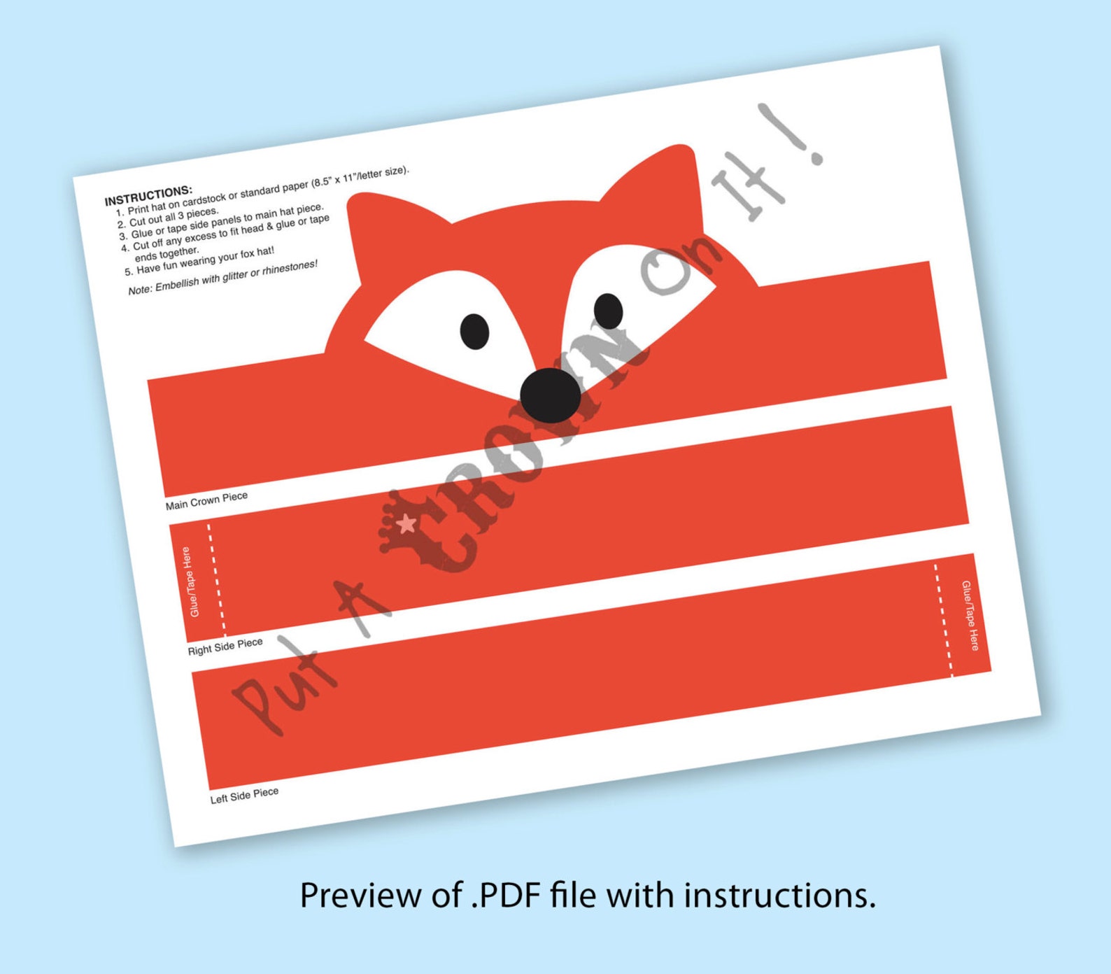 Fox Paper Crown Printable - Etsy Canada