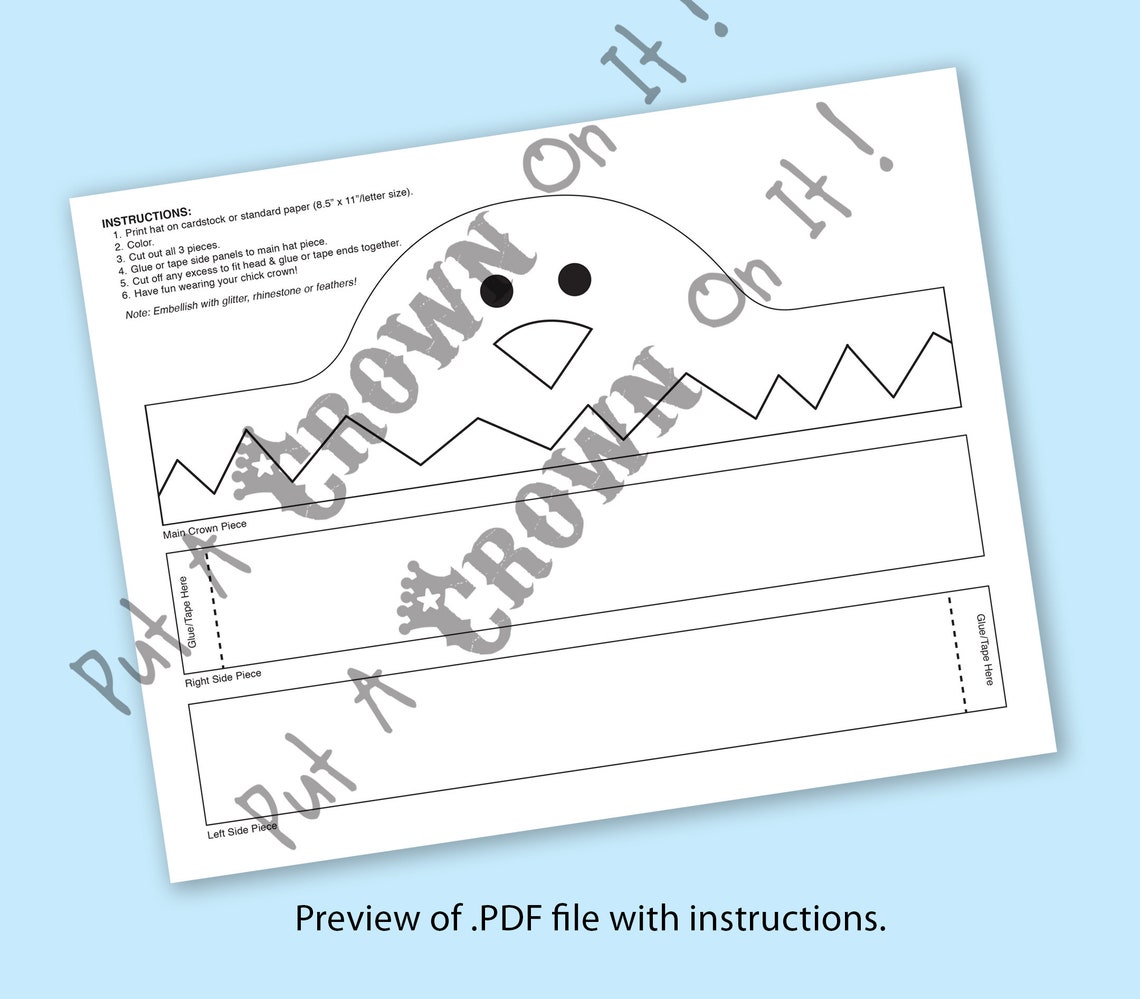Chick Paper Crown COLOR YOUR OWN Printable - Etsy
