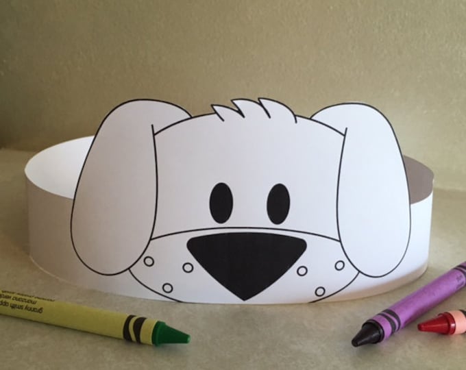 Puppy Paper Crown COLOR YOUR OWN - Printable - Etsy