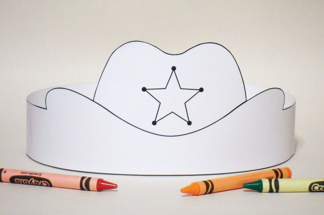 Cowboy Hat Paper Crown COLOR YOUR OWN - Printable - Etsy
