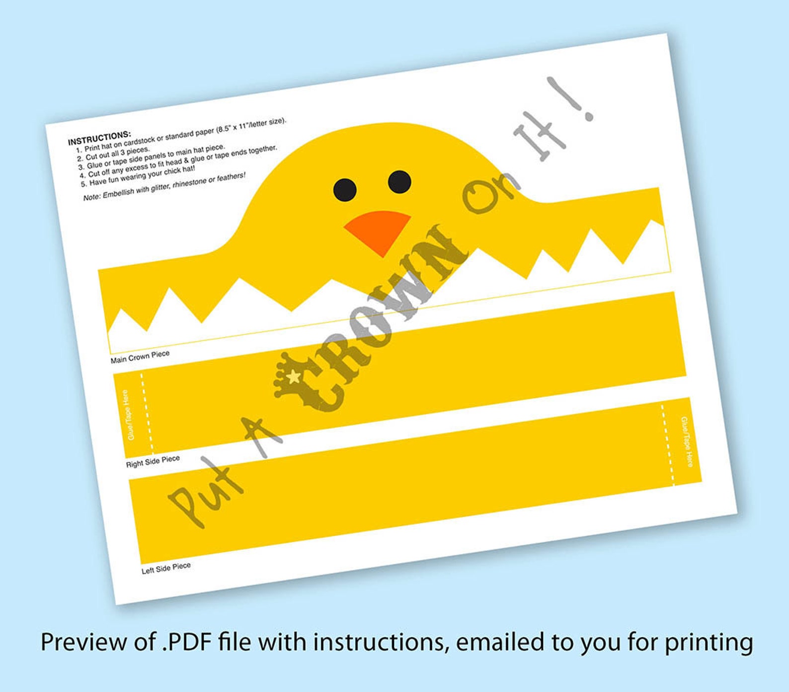 Chick Paper Crown - Printable - Etsy