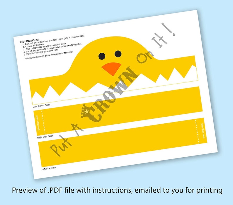 Chick Paper Crown - Printable - Etsy