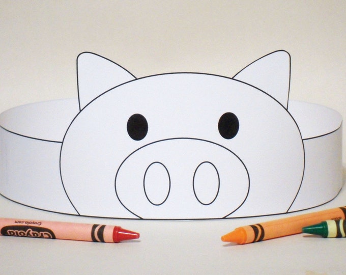 Pig Paper Crown COLOR YOUR OWN - Printable - Etsy