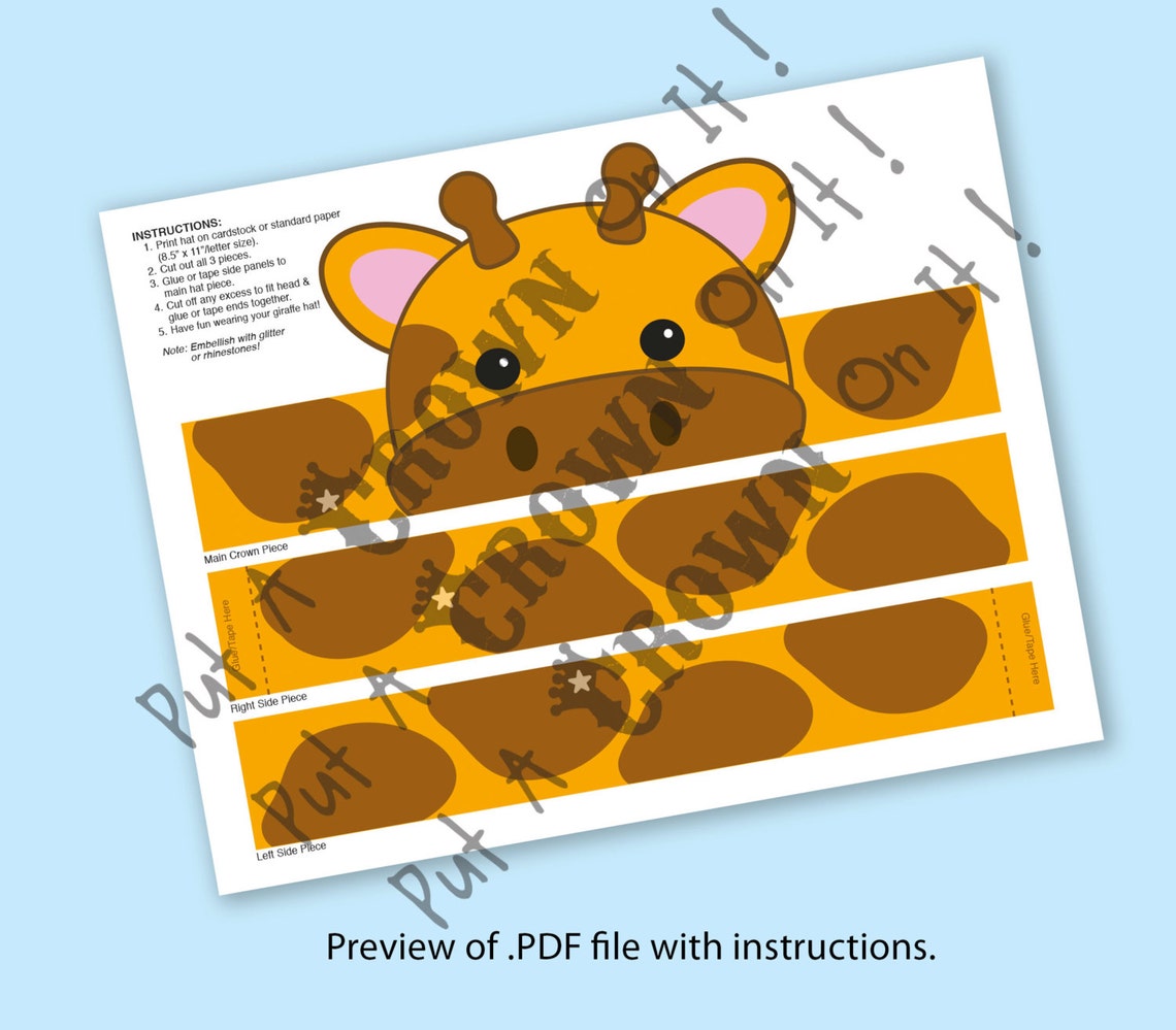 Giraffe Paper Crown Printable | Etsy