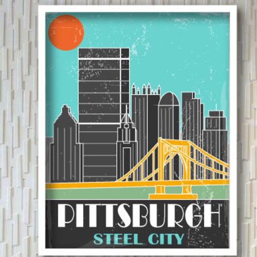 Pittsburgh Skyline Pennsylvania Poster Print - Etsy
