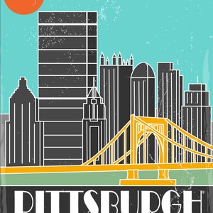 Pittsburgh Skyline, Pittsburgh Poster, - Etsy