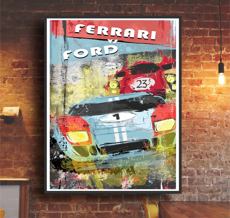 Ford Vs Ferrari, Ford Vs Ferrari Poster, Ford Gt40, Le Mans 1966 - Etsy