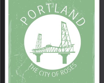 Portland Skyline Poster Featuring the KOIN Center, the Wells Fargo ...