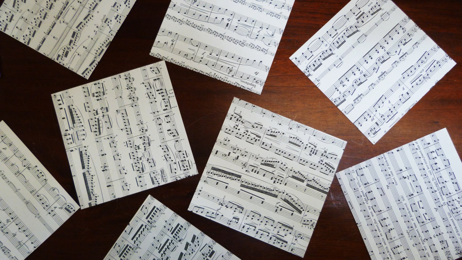 40 Sheets ORIGAMI Paper , Genuine Random Music Sheets 12x12cm VINTAGE ...