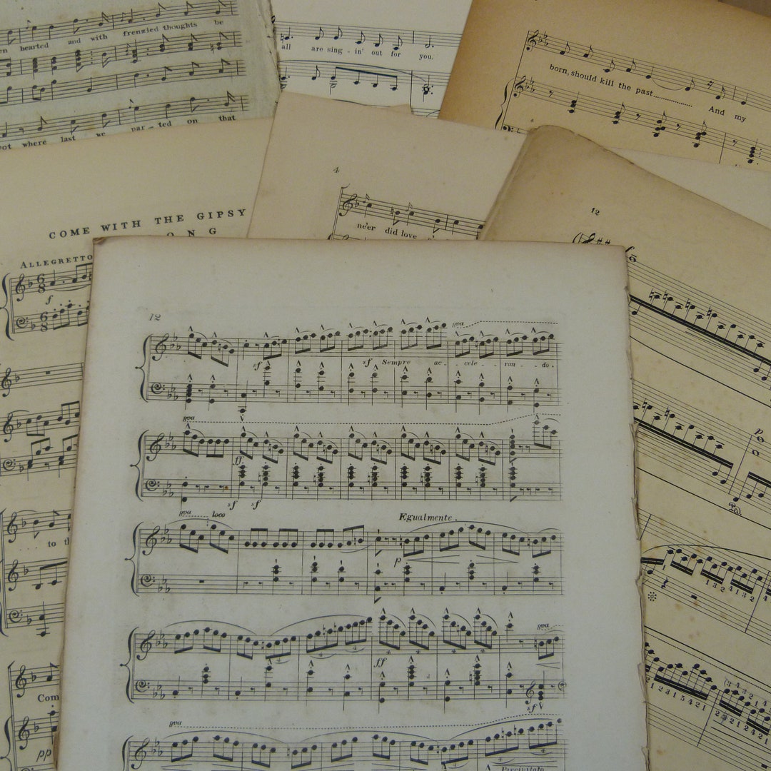 Vintage / Antique Sheet Music Paper Maybe for Art Craft Decoupage LARGE ...