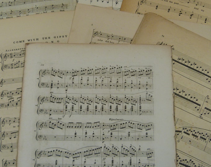 Vintage / Antique Sheet Music Paper Maybe for Art Craft Decoupage LARGE ...