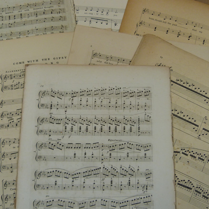 Vintage / Antique Sheet Music Paper Maybe for Art Craft Decoupage LARGE ...