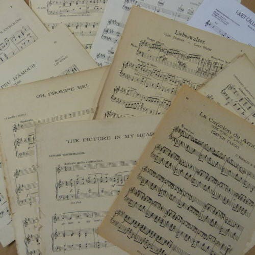 Vintage LOVE SONG Sheet Music Paper Maybe for Art Craft Decoupage Cards ...