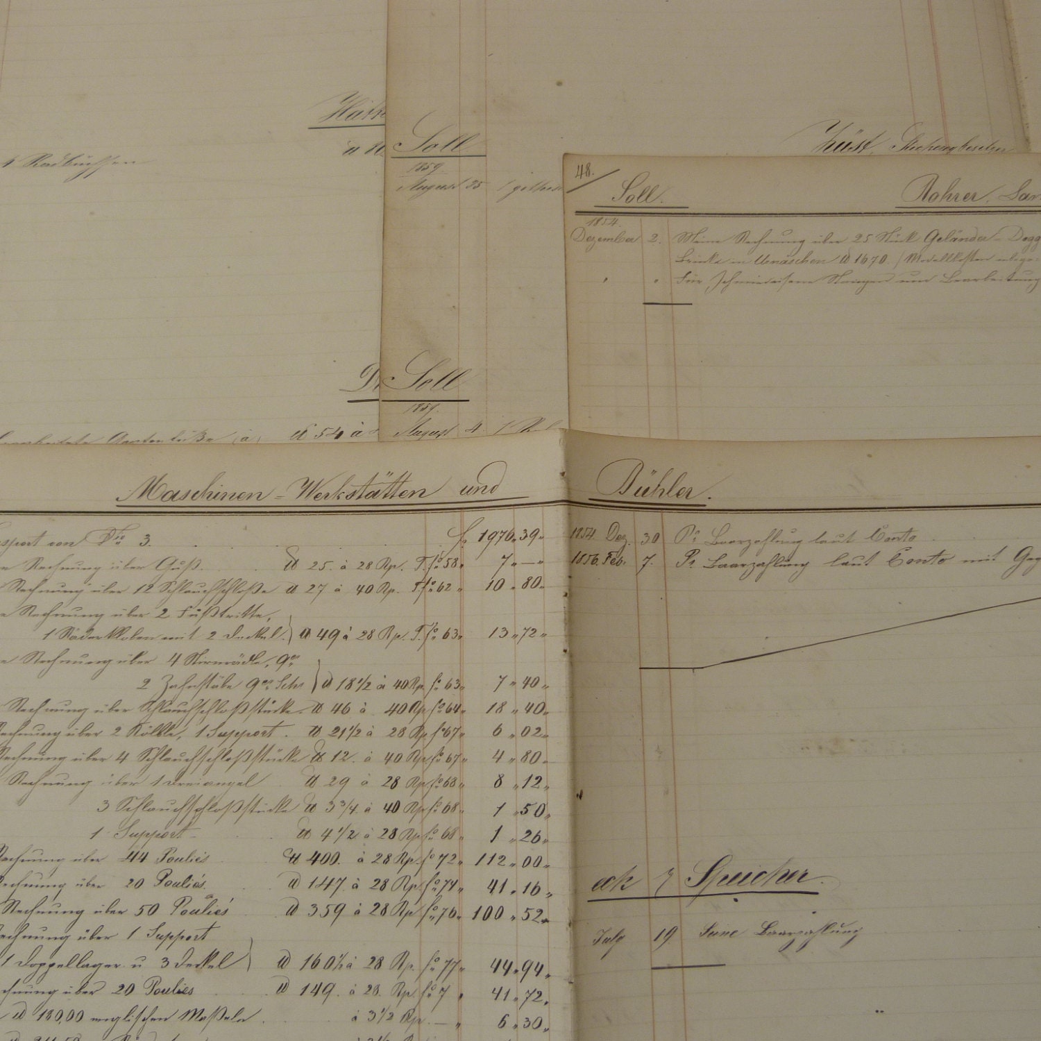 Antique HANDWRITTEN ACCOUNTS PAPER C 1860 , 10 Pages for Craft ...