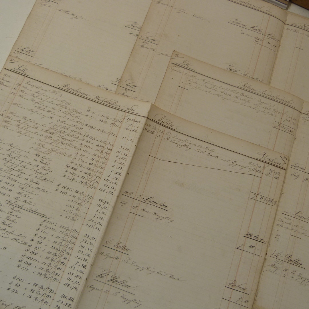 Antique HANDWRITTEN ACCOUNTS PAPER C 1860 , 10 Pages for Craft ...