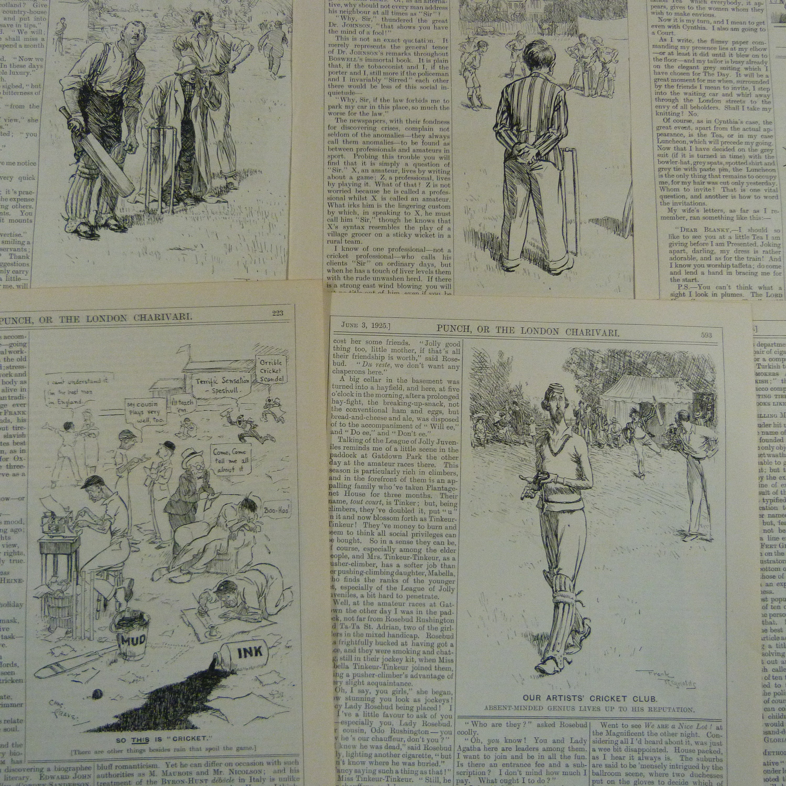 8 X Punch Cartoons 1925-1930s Theme : Cricket Match Wicket Bat - Etsy