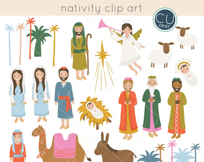 Christmas Nativity Religious Clip Art Graphics Holiday 2017 | Etsy