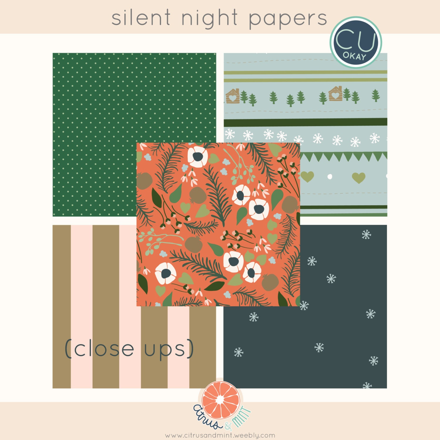 Christmas Digital Clip Art Papers - 19 Hand-drawn Digital Papers ...