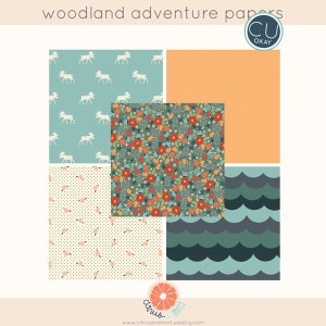 Woodland Digital Papers - 18 Hand-drawn Digital Papers- Commercial Use ...