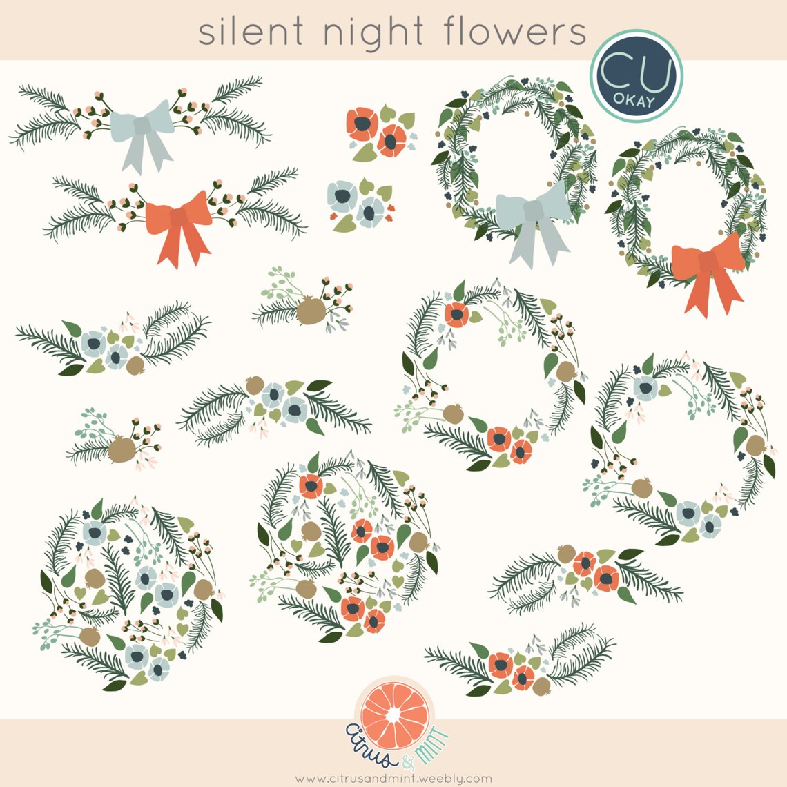 Christmas Digital Clip Art Set - Hand Drawn Illustrations- Commercial ...