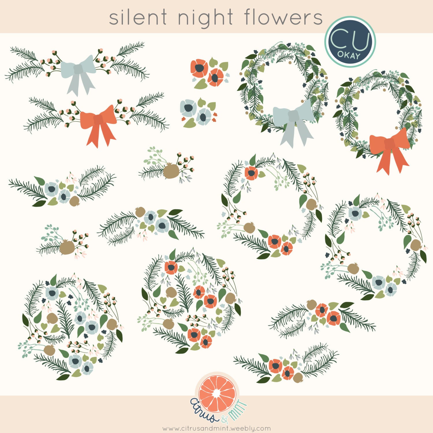 Christmas Digital Clip Art Set - Hand Drawn Illustrations- Commercial ...