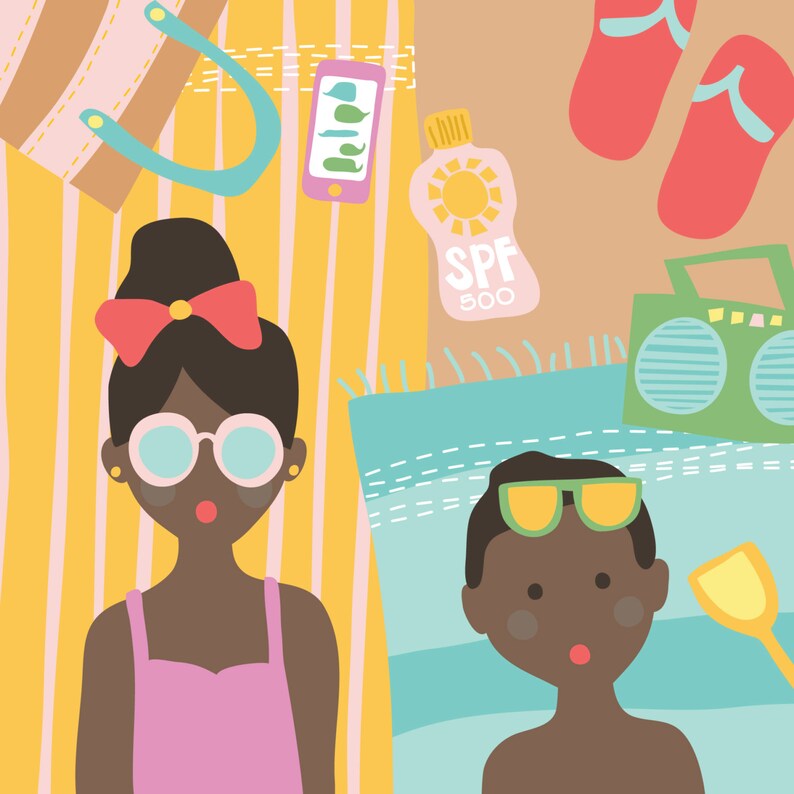 Summer Beach and Pool Clip Art - 31 Hand Drawn Illustrations ...