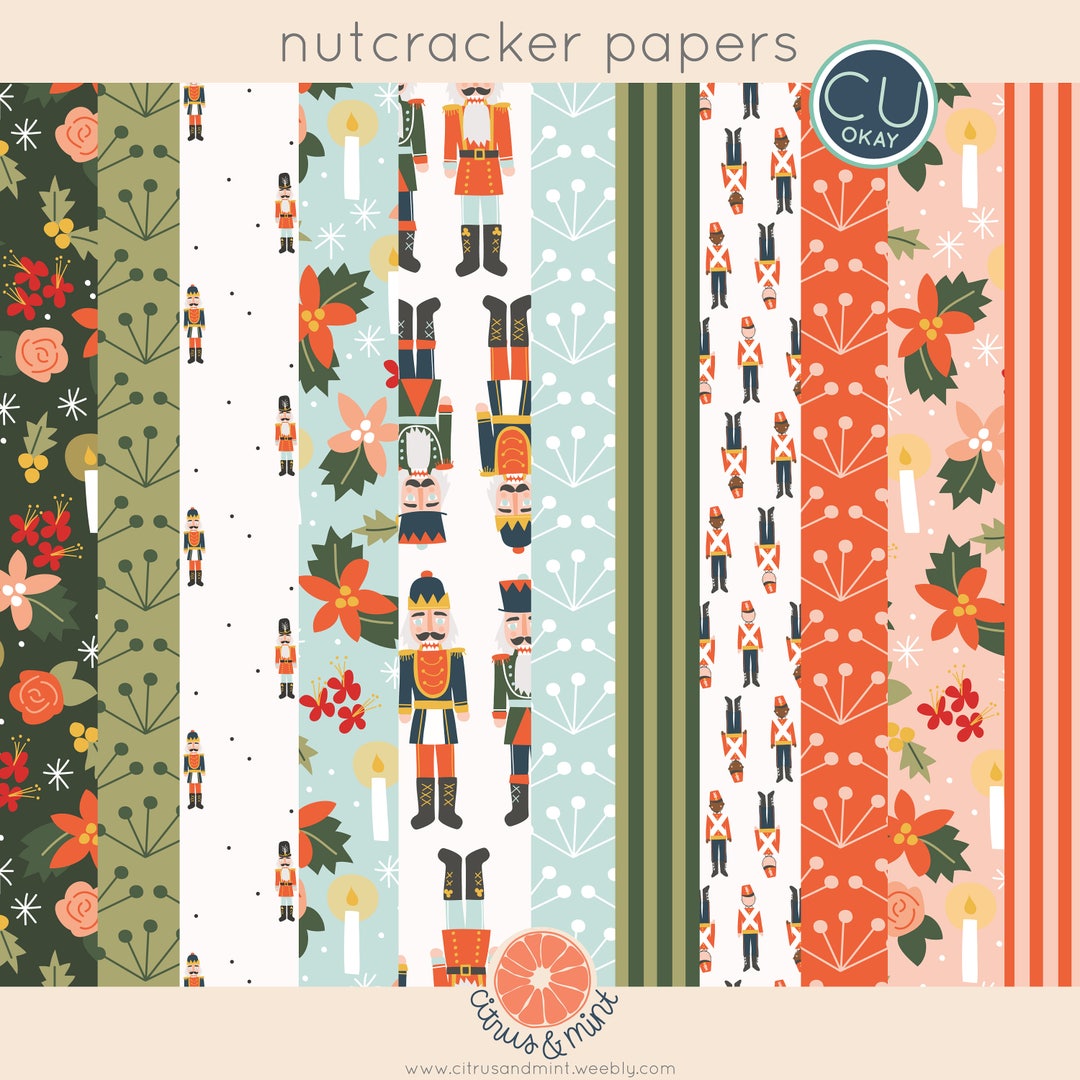Nutcracker Ballet Christmas Digital Paper Patterns - Holiday 2017- Hand ...
