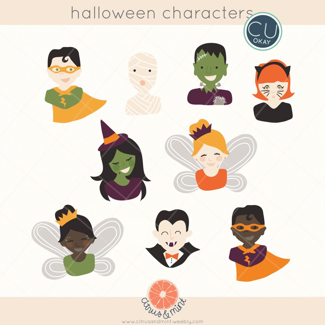 Halloween Clip Art Graphics- Hand-drawn Digital Illustrations ...