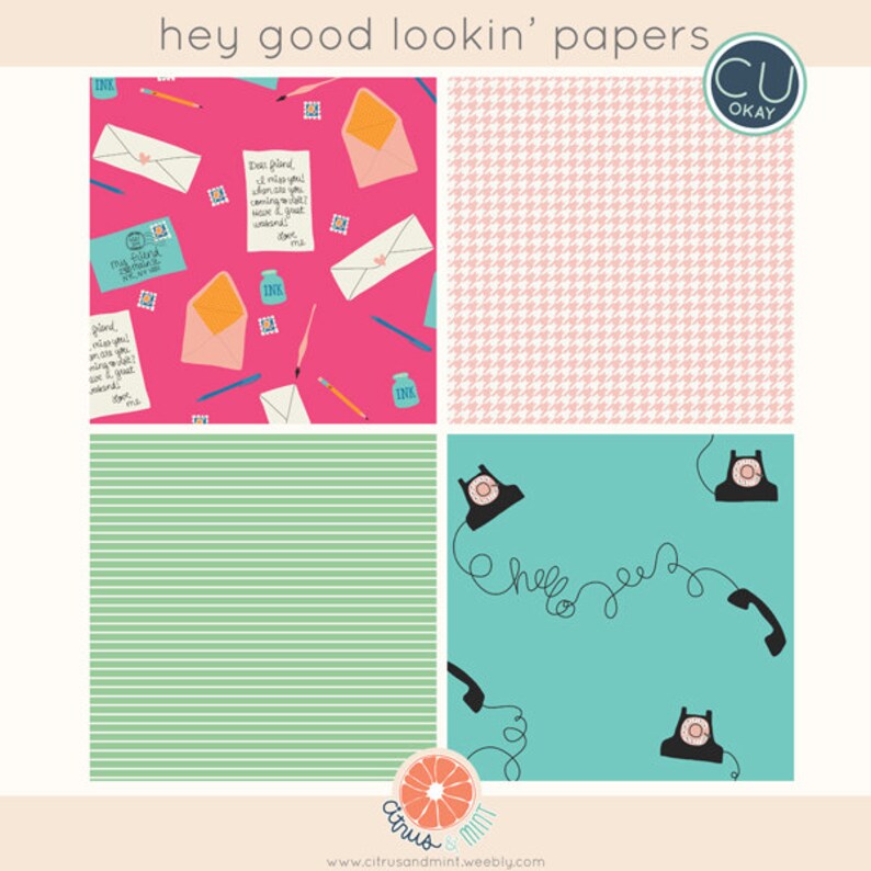 Hello Friend Digital Papers - 12 Hand-drawn Digital Papers- Commercial ...